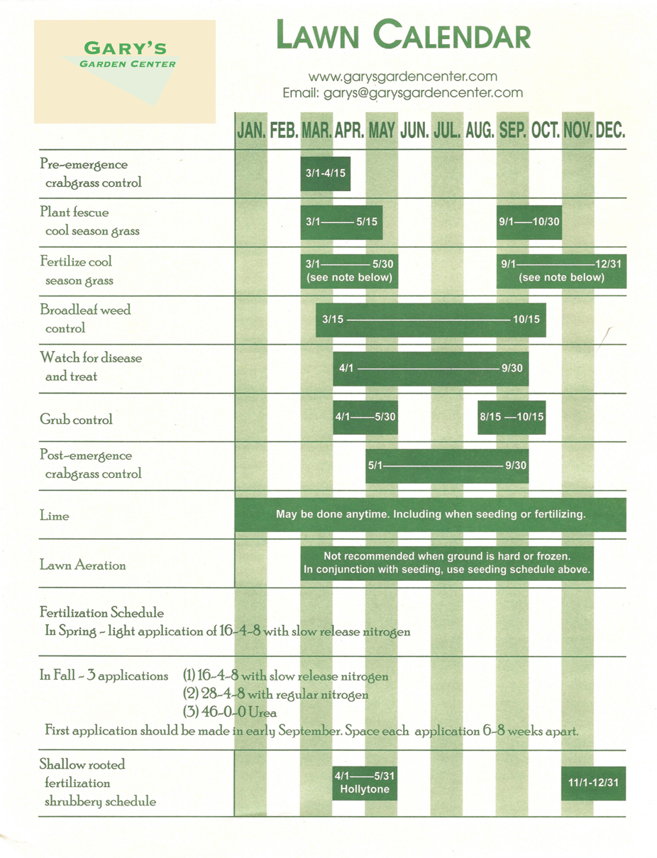 Lawn Care Calendar Gary s Garden Center